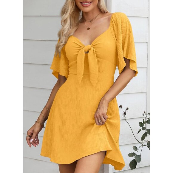 Dresses | Womens Citrus Dresses 224 Spring Summer Deep V Neck Elegant ...